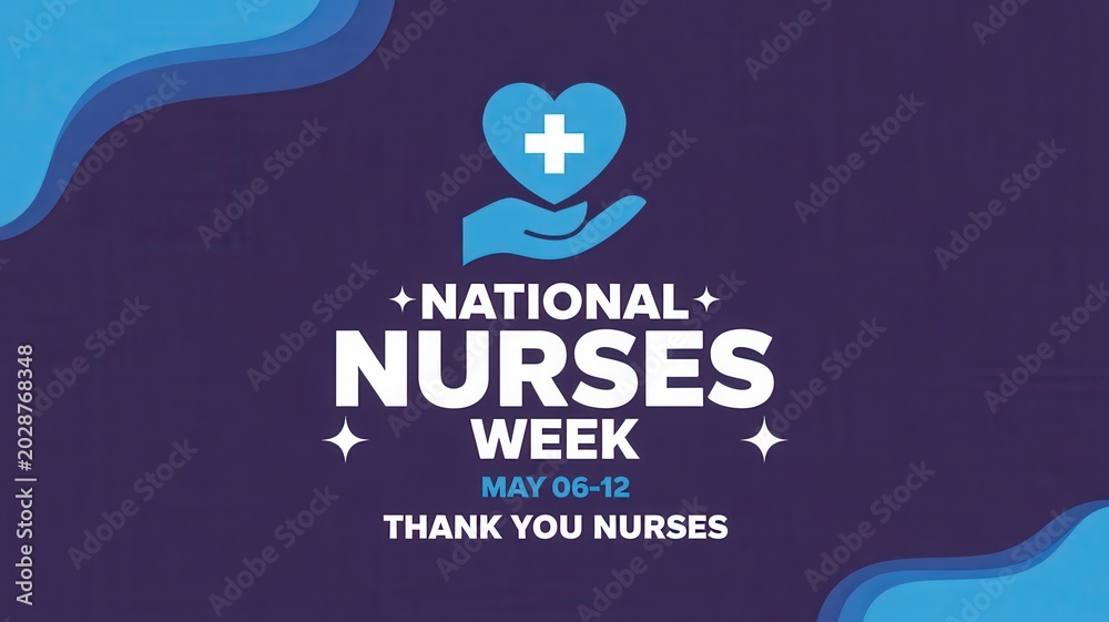 National Nurses Week banner with heart, hand, and cross symbol ...
