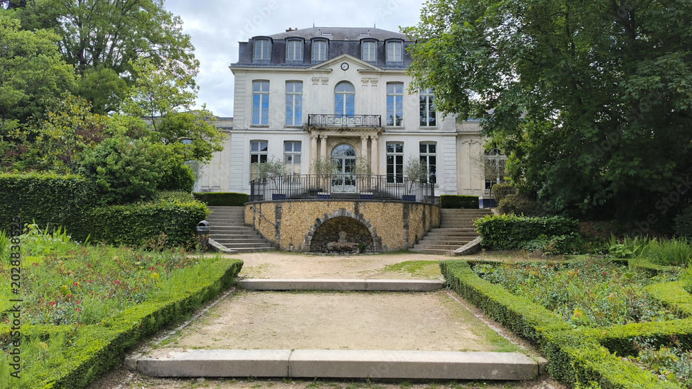 French Neoclassical Mansion with Formal Garden, Hedges and Grotto ...