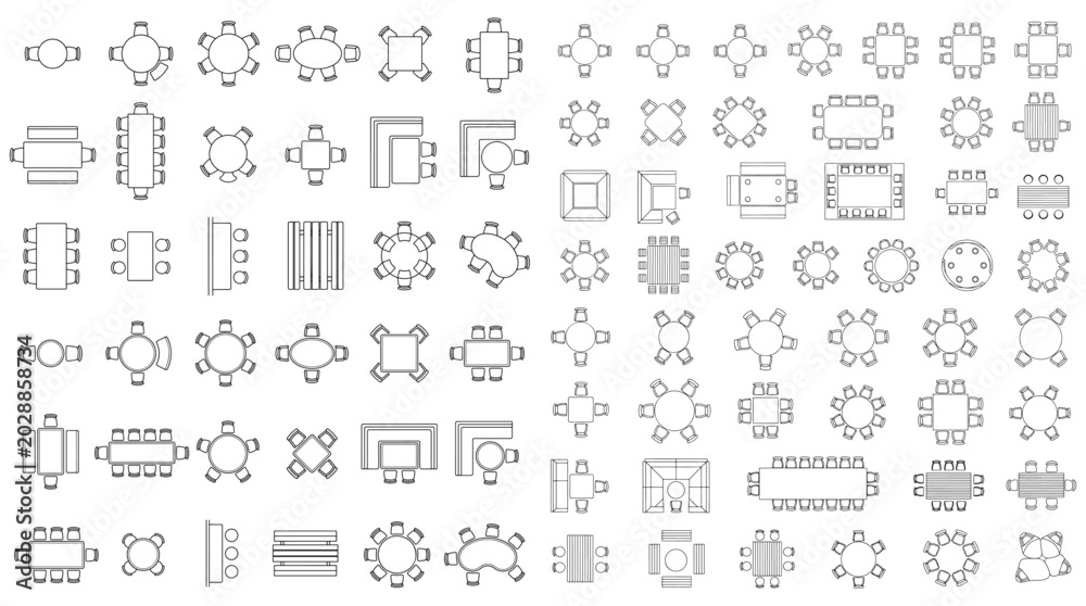 Table And Seating Plan Icons For Floorplans, Meetings, Events And ...