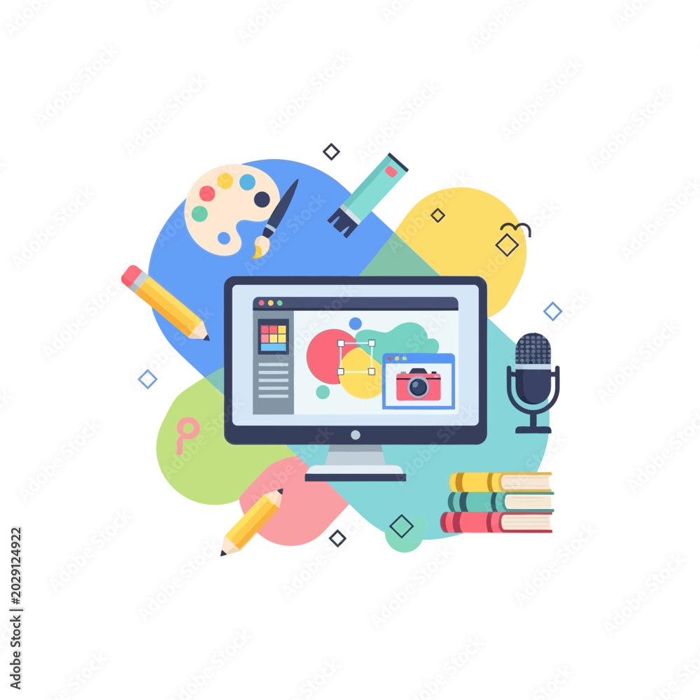 Graphic Design Concept - Digital Art Creation Tools Stock Vector ...