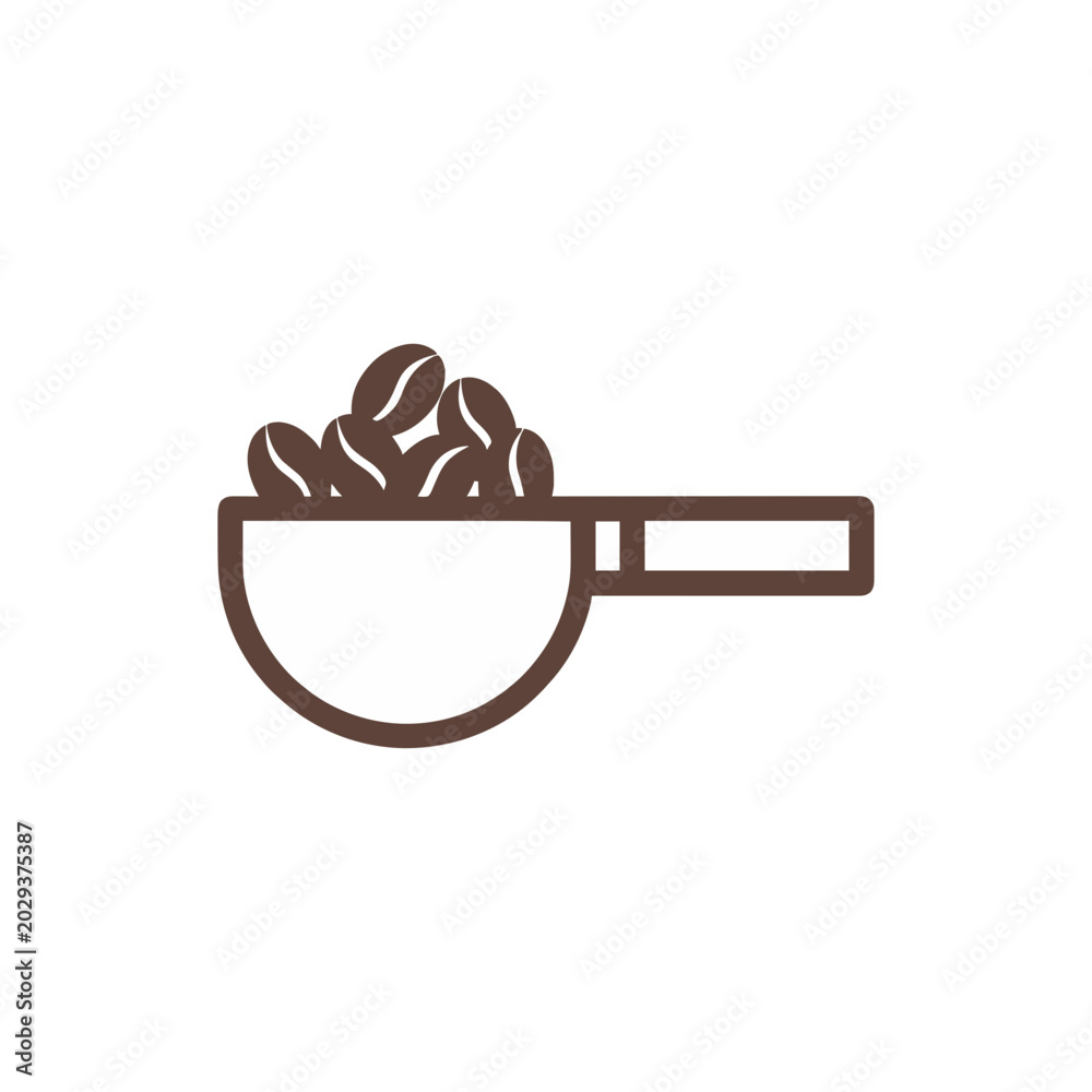 Coffee cup icon with coffee beans, flat vector beverage symbol for cafe ...