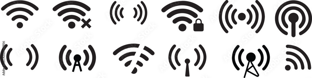 silhouette vector of Internet connection, Wi-fi signal, wireless ...