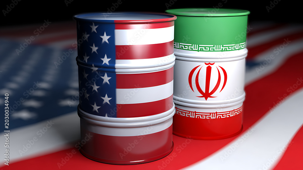 Oil Barrel with American and Iranian Flags Representing Global Energy ...