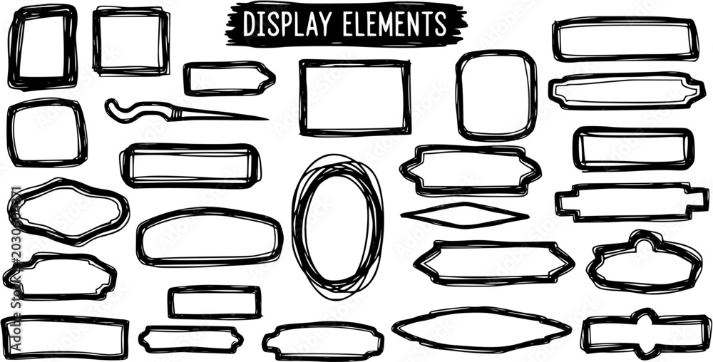 Hand-drawn Doodle Frames and Borders - Black and White Line Art for ...
