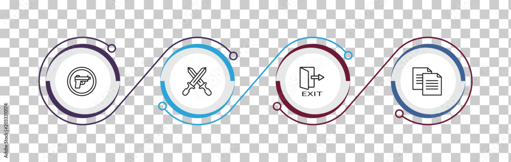 outline signs icons set - gun, weapons, exit right arrow, copying ...