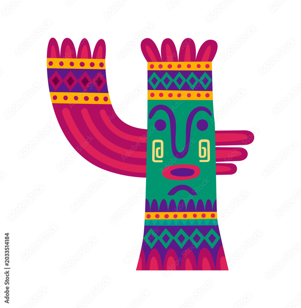 Mexican folk font typeface cartoon number 4 four. Mexico culture ...