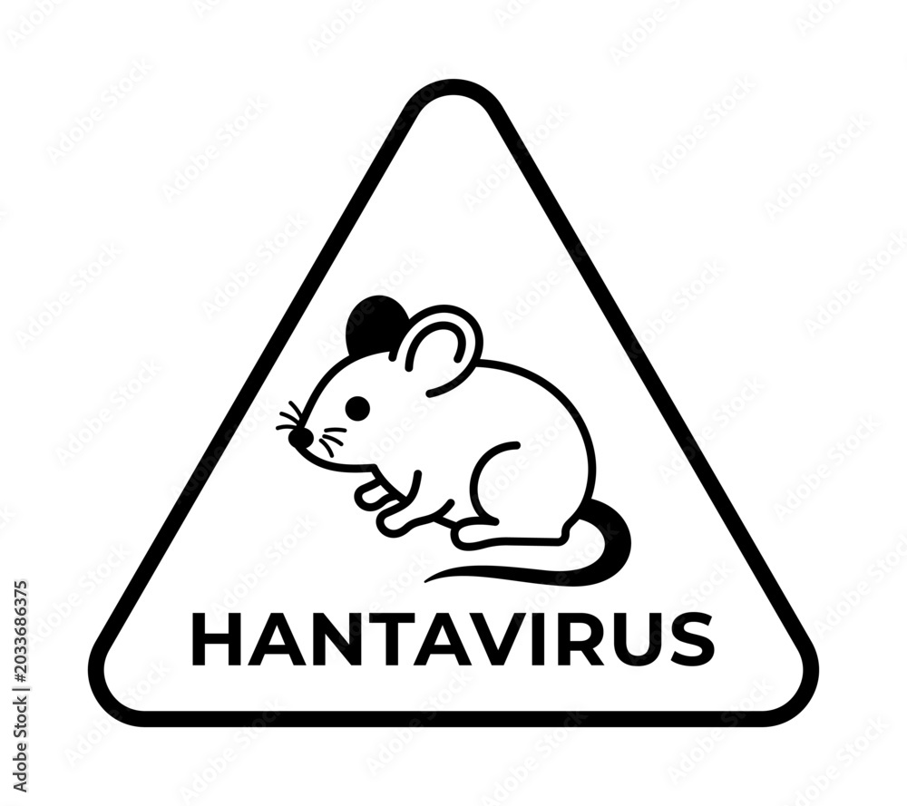Vector de Stock Hantavirus warning sign illustration with mouse inside ...