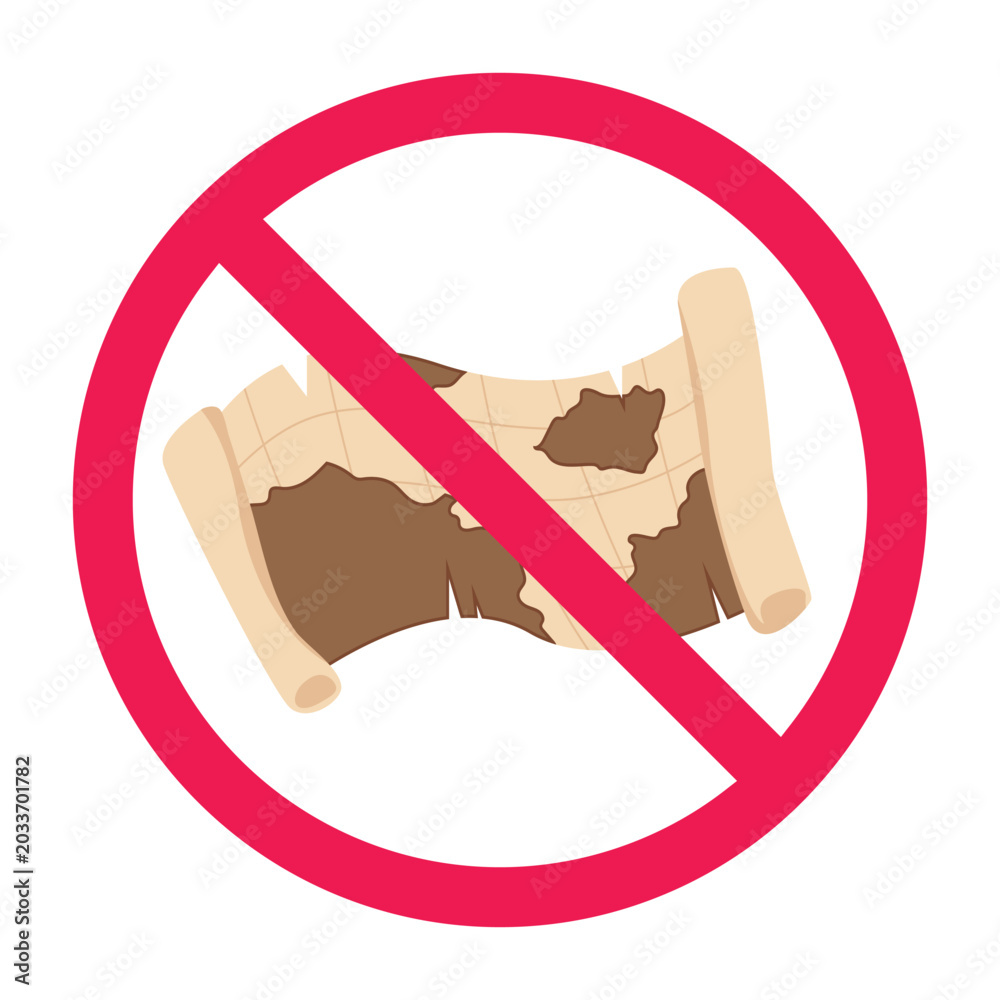 No map sign, restricted area map icon, do not enter area sign, no ...