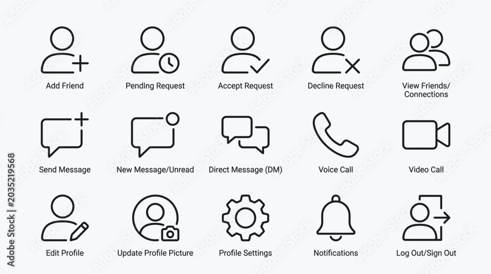Vector de Stock Collection of user interface icons for social media and ...