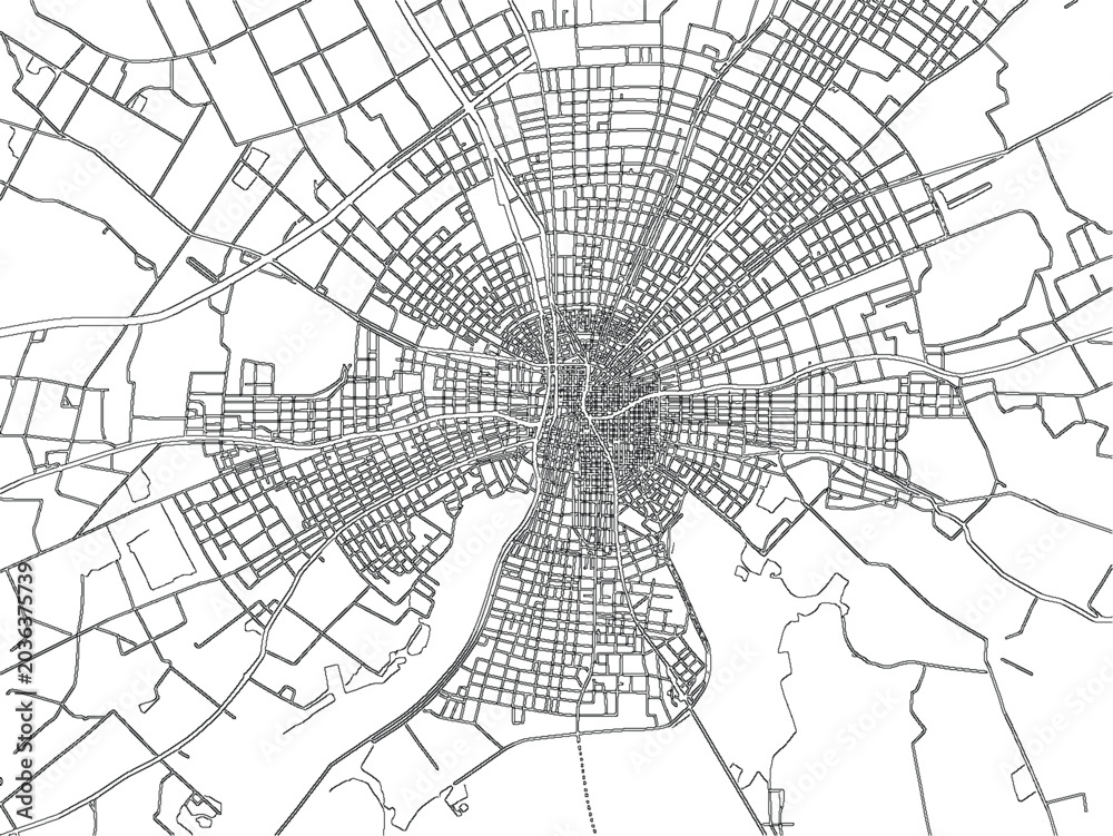 Dhaka Bangladesh City Map Vector Roads Urban Monochrome Line Art ...