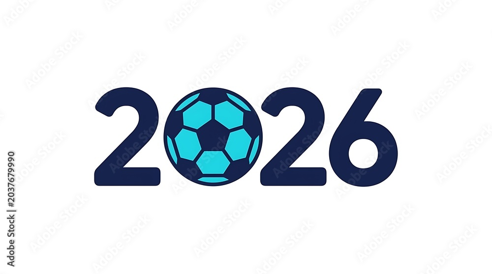 Ilustração Graphic design of 2026 with a soccer ball replacing the zero ...