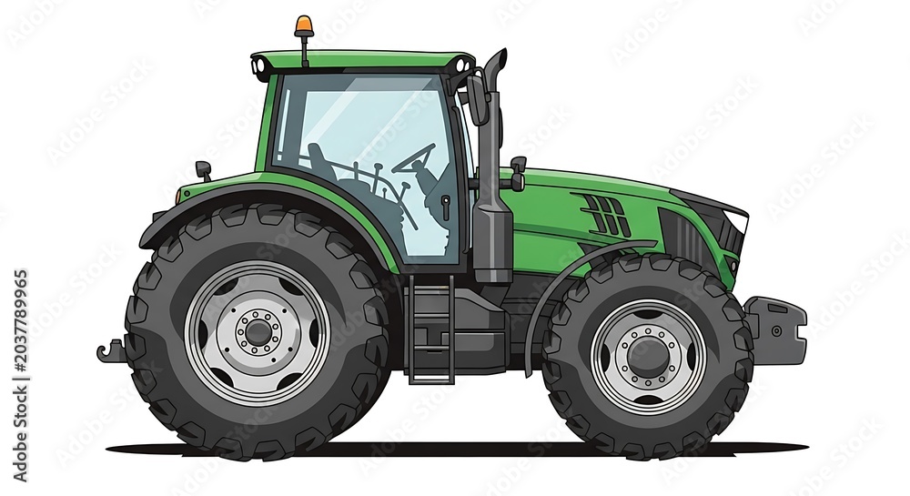 Green tractor on white background. の Stock イラスト | Adobe Stock