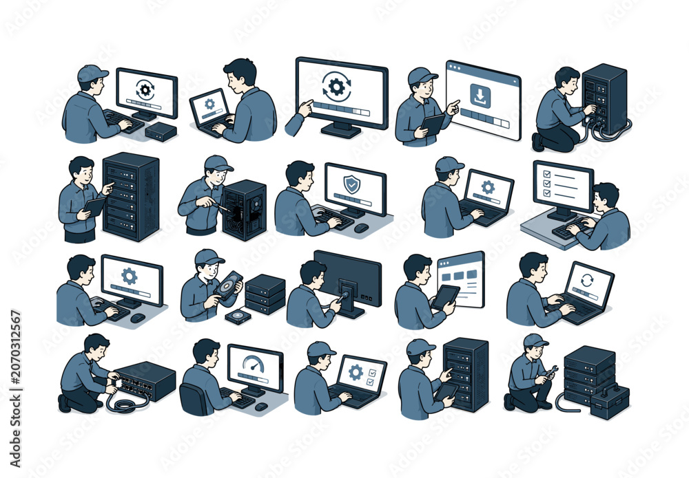 Computer System Update collection of digital illustrations NOT icons ...