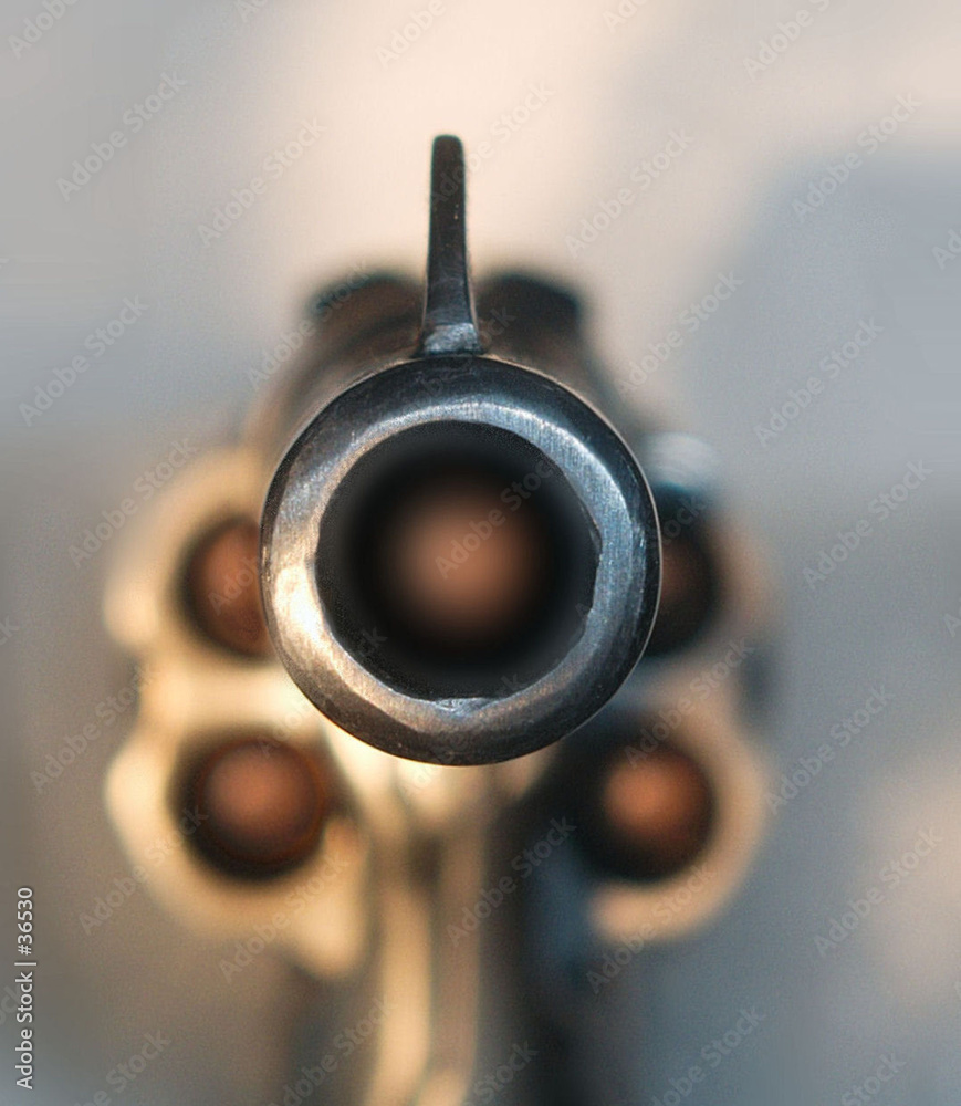 loaded revolver aimed at the viewer Stock-Foto | Adobe Stock