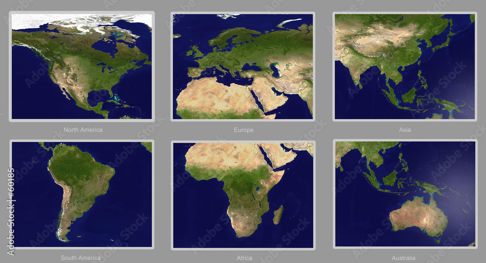 earth map, six continents Stock Photo | Adobe Stock