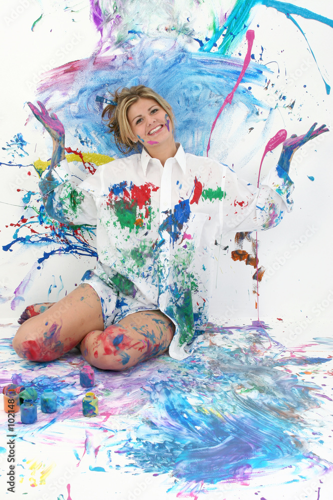 beautiful young woman covered in paint Stock Photo | Adobe Stock