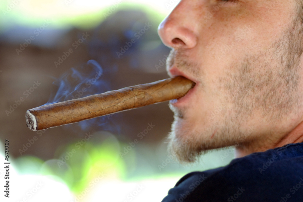 fumant un cigare/smoking a cigar foto de Stock | Adobe Stock