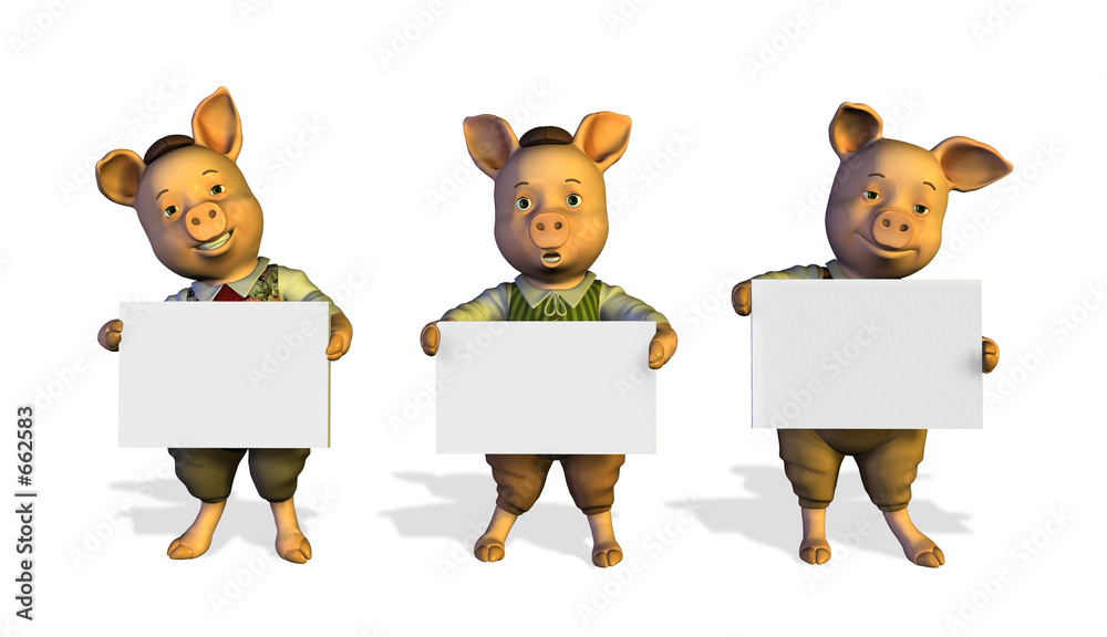 three little pigs holding signs Stock Illustration | Adobe Stock