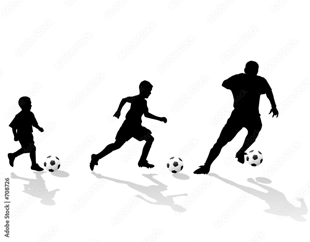 soccer generation silhouette - children, kids players Stock ...
