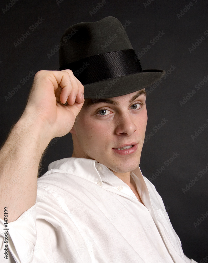 tip of his hat foto de Stock | Adobe Stock