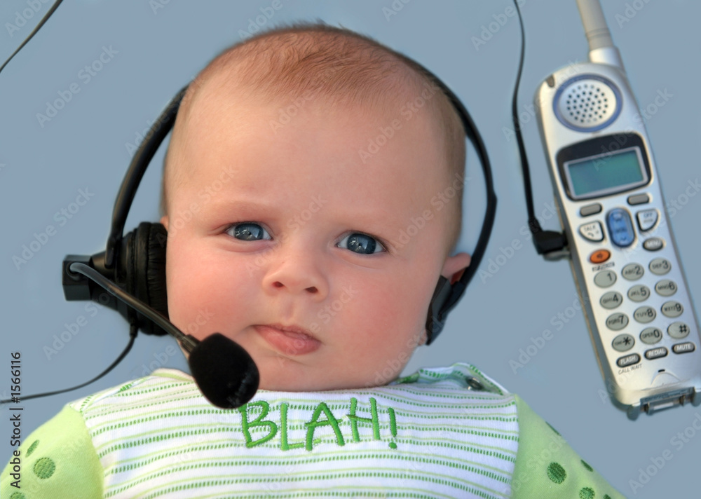 baby with a headset Stock Photo | Adobe Stock