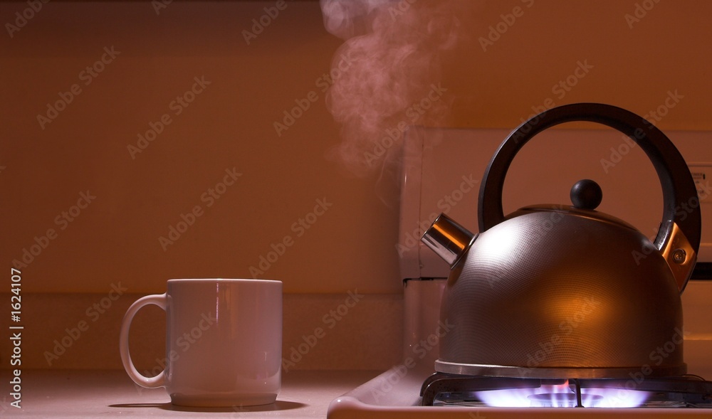 steaming tea kettle Stock Photo | Adobe Stock