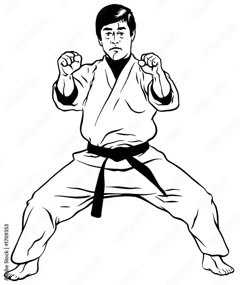 defensive stance (karate/tae kwon do) Stock Illustration | Adobe Stock