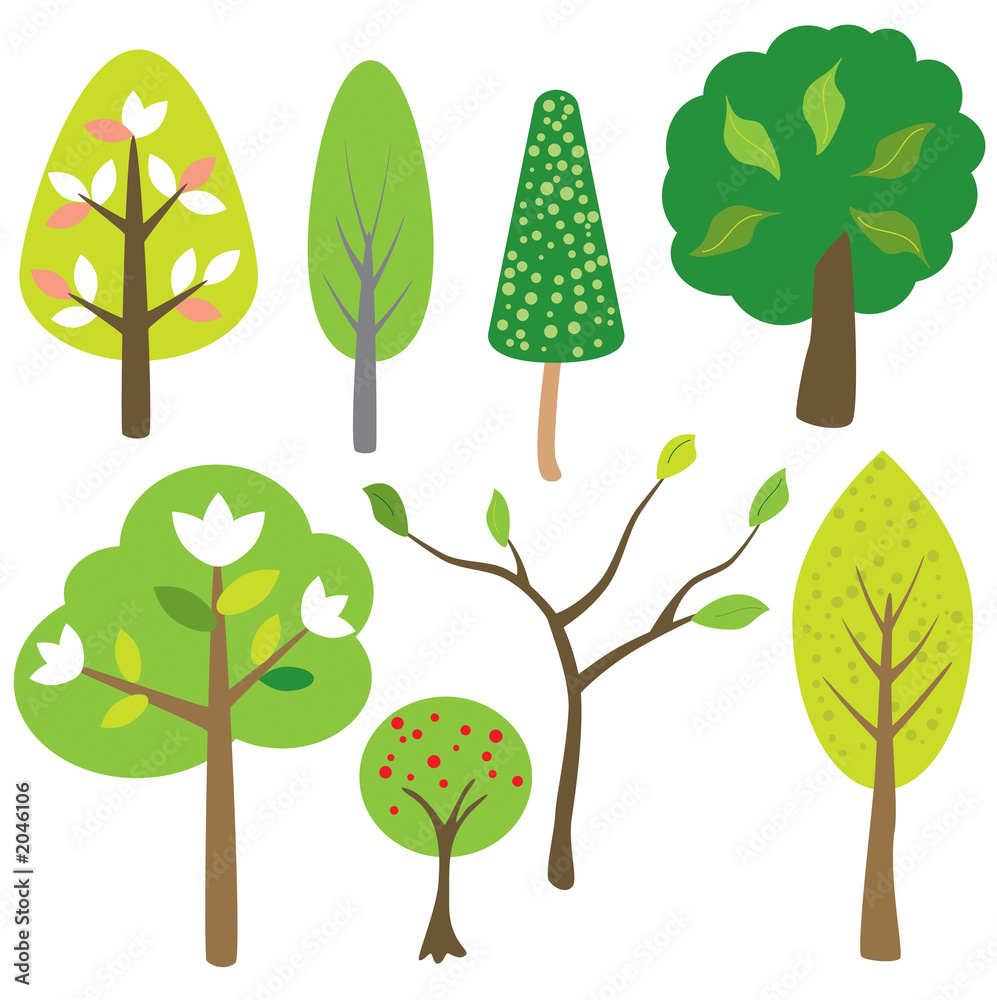 cartoon style trees Stock Illustration | Adobe Stock
