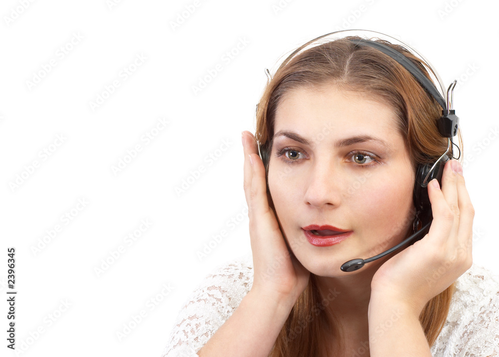 techsupport girl is talking Stock Photo | Adobe Stock