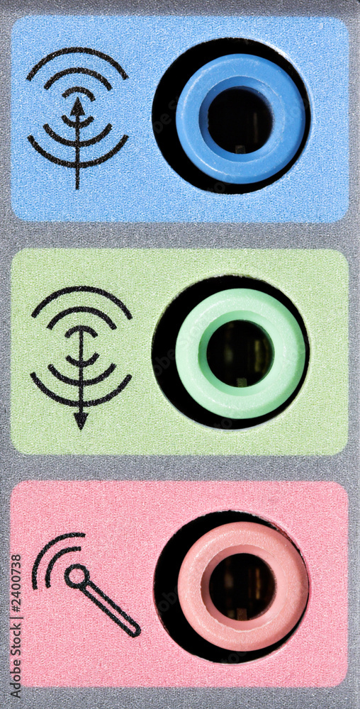 sound card input and output ports Stock Photo | Adobe Stock