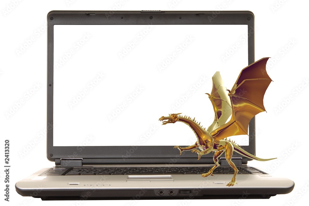 Foto Stock laptop dragon | Adobe Stock