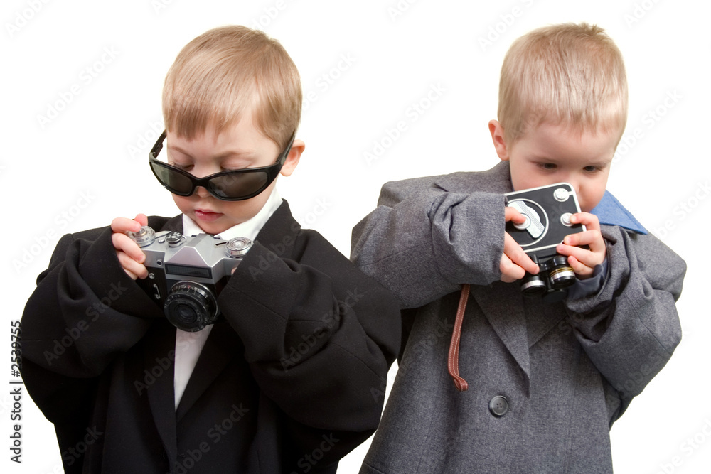 two boys with cameras Stock Photo | Adobe Stock