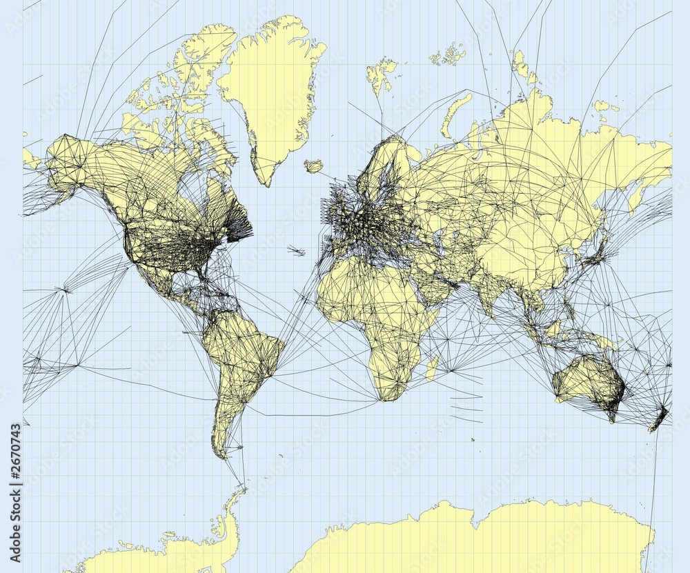 world map with all airways Stock Illustration | Adobe Stock