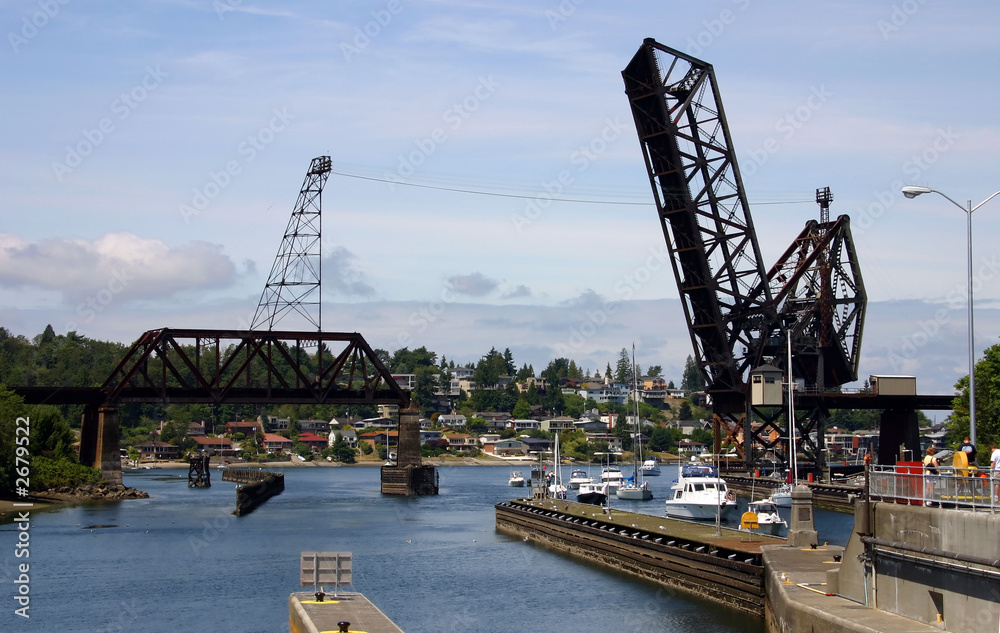 draw rail bridge in seattle Stock Photo | Adobe Stock