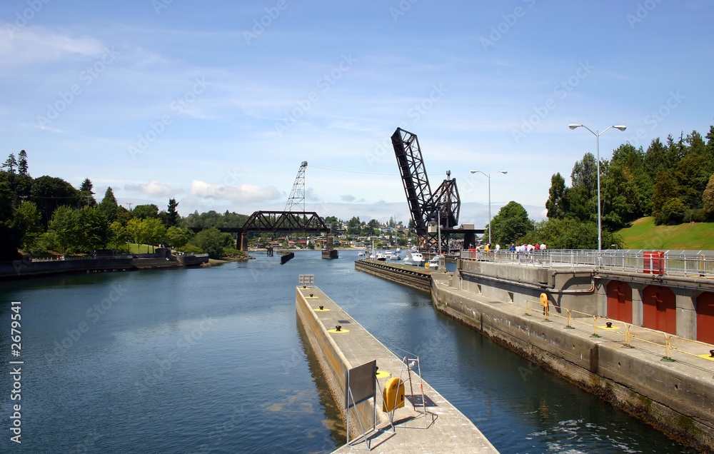 draw rail bridge in seattle Stock Photo | Adobe Stock