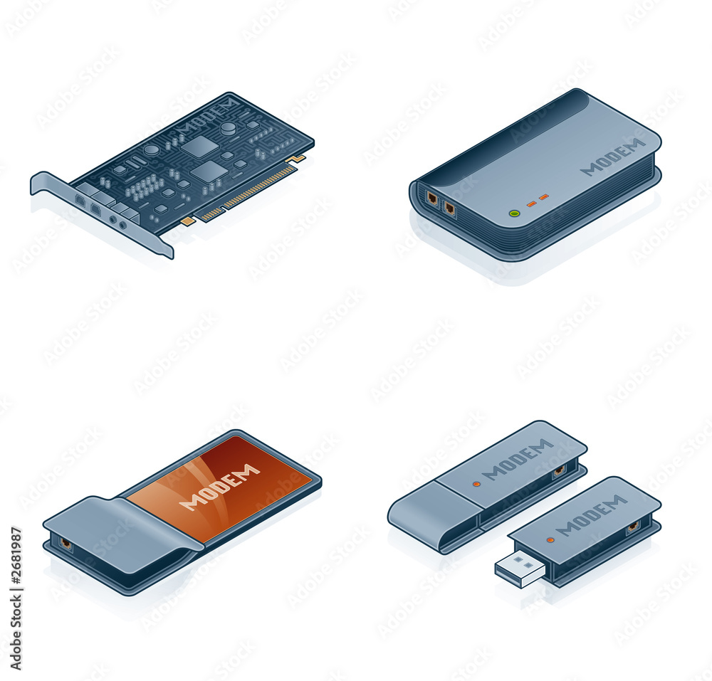 computer hardware icons set - design elements 55m Stock Illustration ...
