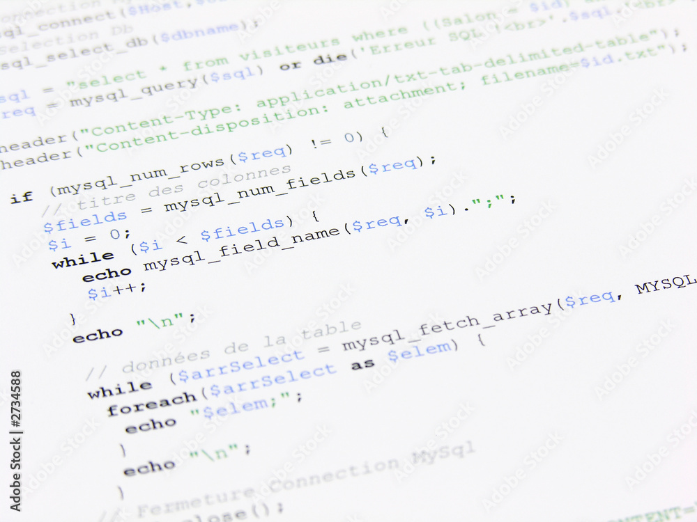 Programmation Code Php Stock Photo Adobe Stock
