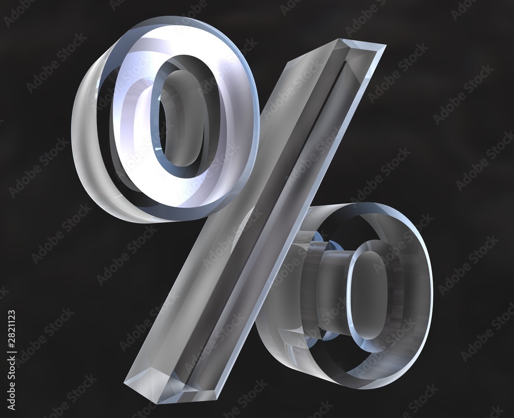 simbolo della percentuale in vetro fondo nero Stock Illustration ...