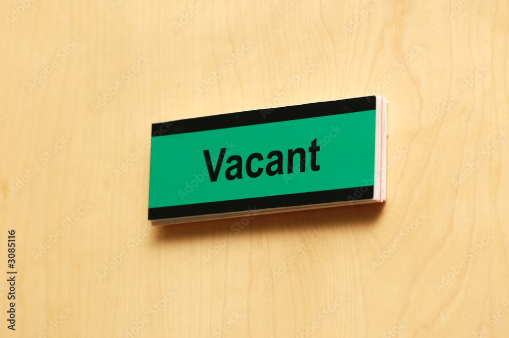meeting room wooden door with label "vacant" Stock Photo | Adobe Stock
