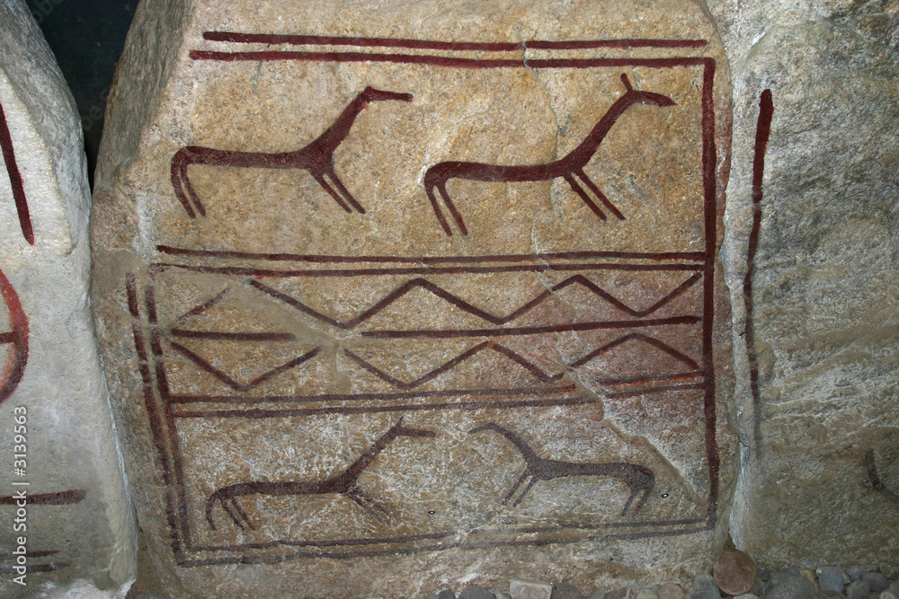 bronze age drawings on slabs in the kivik grave, Stock Photo | Adobe Stock