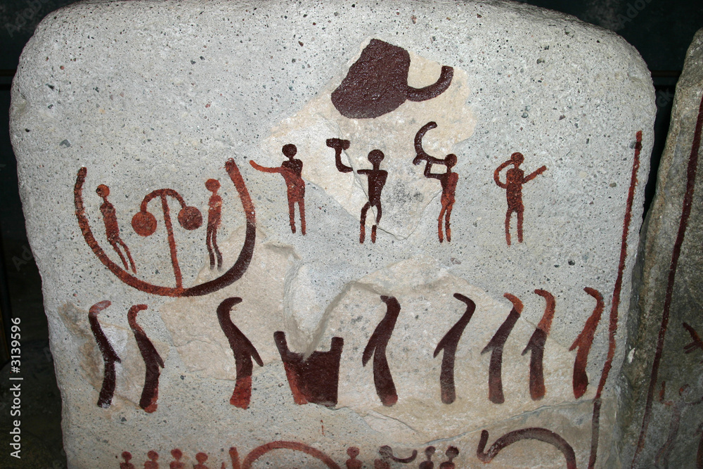 bronze age drawings on slabs in the kivik grave, s Stock Photo | Adobe ...