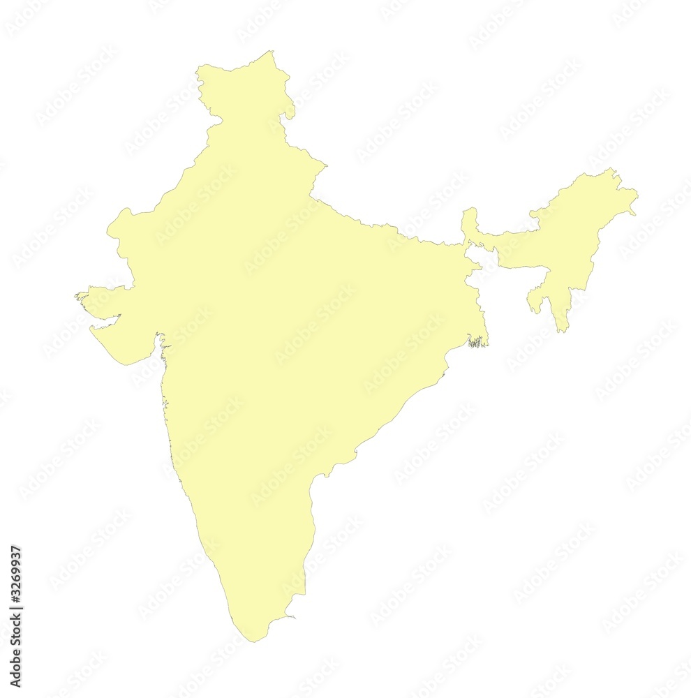 detailed isolated yellow map of india Stock Photo | Adobe Stock