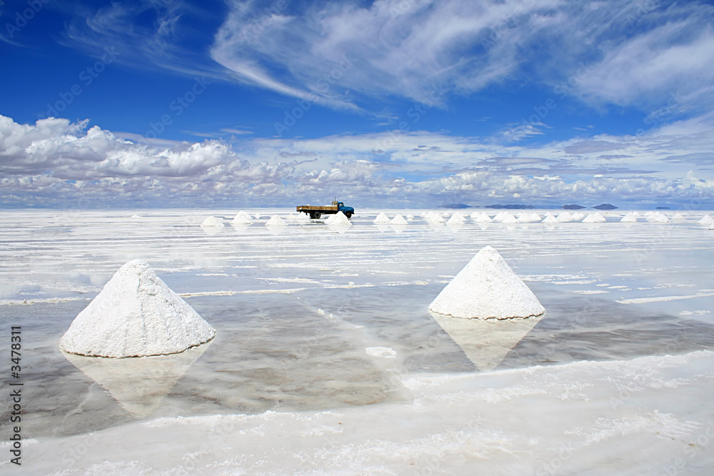 salt mining on the bolivian salt-flats Stock Photo | Adobe Stock