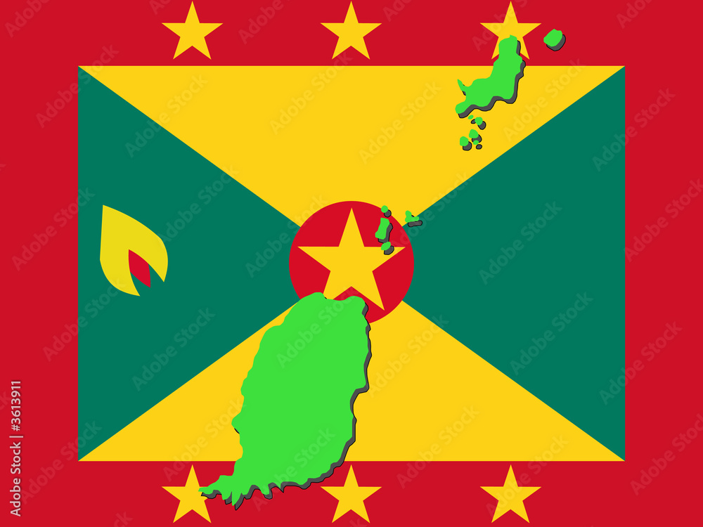 map of Grenada and their flag illustration Stock Illustration | Adobe Stock