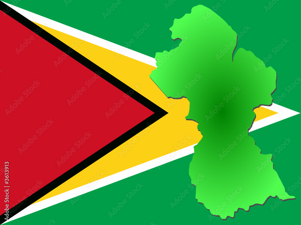 map of Guyana and their flag illustration Stock Illustration | Adobe Stock