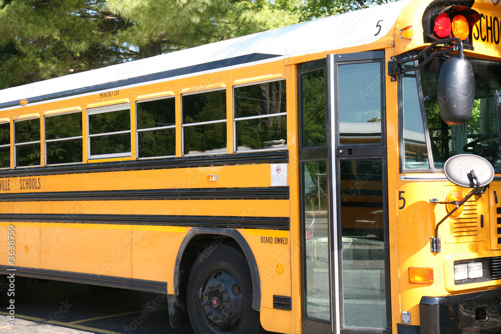 School bus side view with door Stock Photo | Adobe Stock