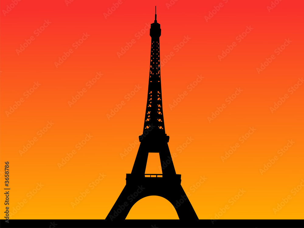 Eiffel tower at sunset Stock Illustration | Adobe Stock