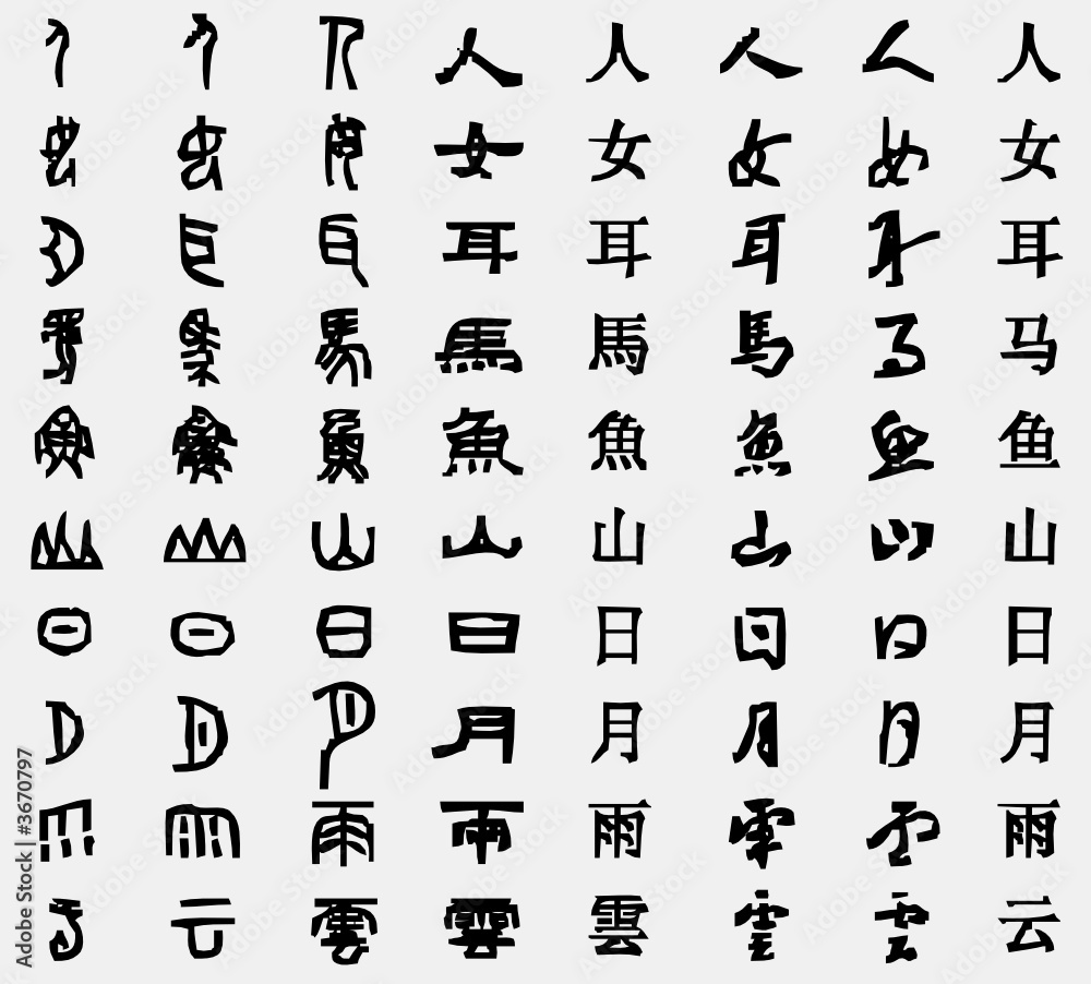 Sample of hieroglyphs of China. Vector structure without a seam Stock ...