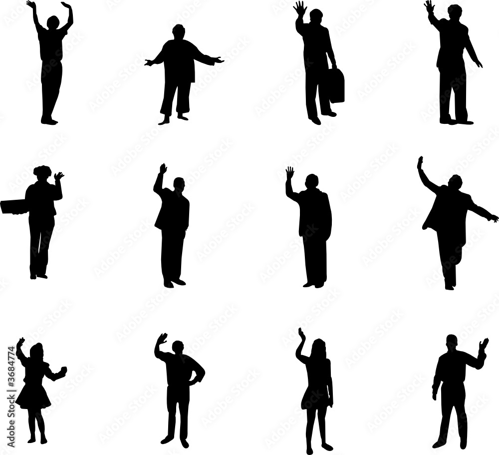 silhouettes waving with hands Stock Vector | Adobe Stock