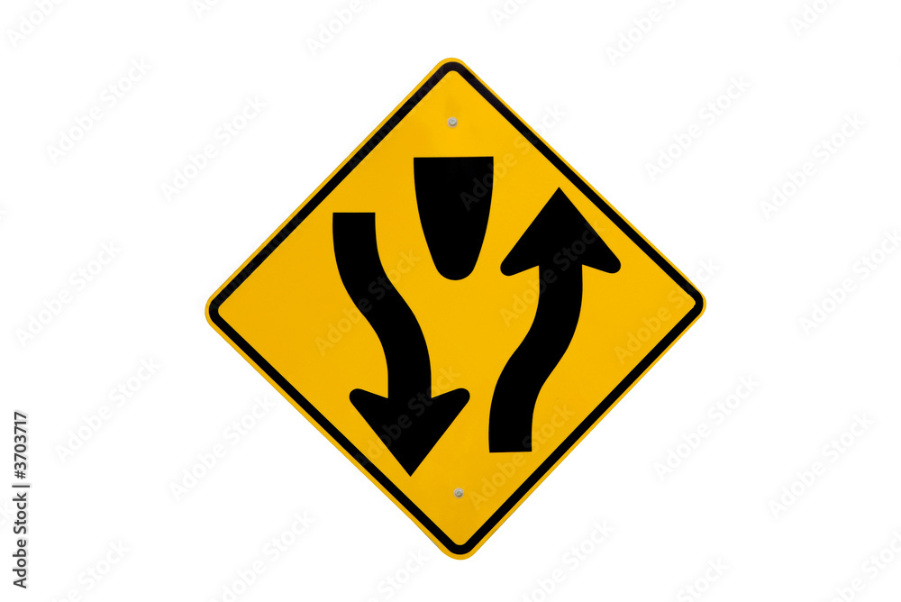 median ahead road sign Stock Photo | Adobe Stock